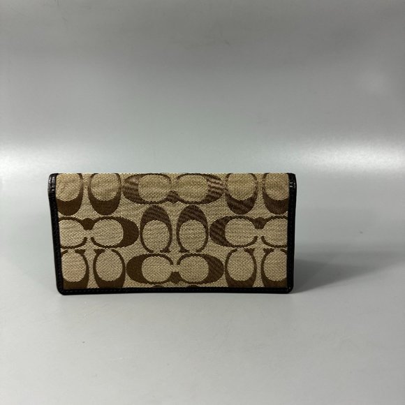 Coach | Bags | Authentic Coach Signature Checkbook Cover Brown | Poshmark